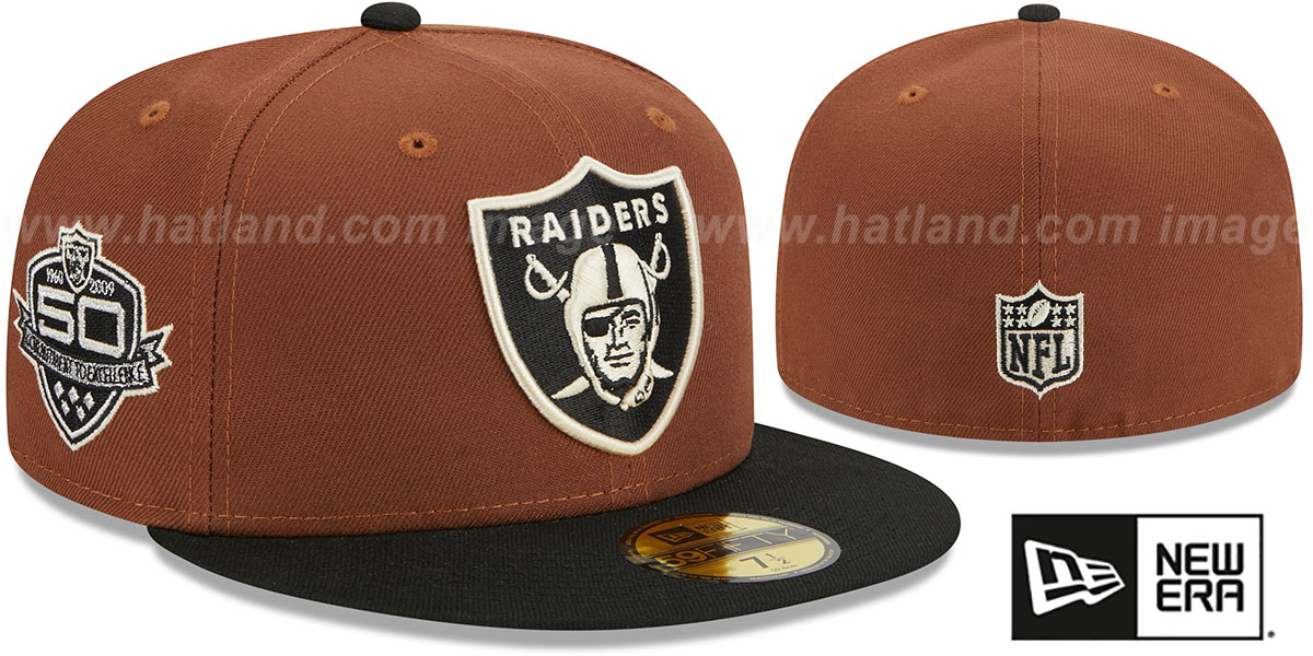 Las Vegas Raiders HARVEST SIDE-PATCH Brown-Black Fitted Hat