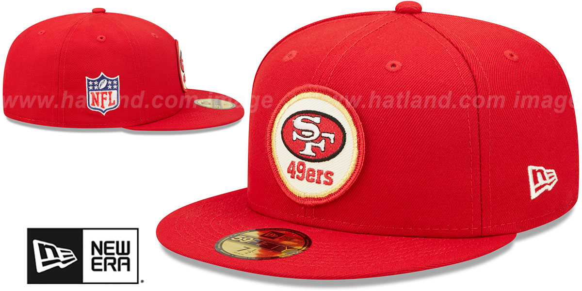 San Francisco 49ers 2022 NFL THROWBACK SIDELINE Red Fitted Hat