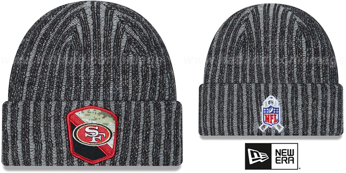 San Francisco 49ers 2023 SALUTE-TO-SERVICE Black -Grey Knit Beani