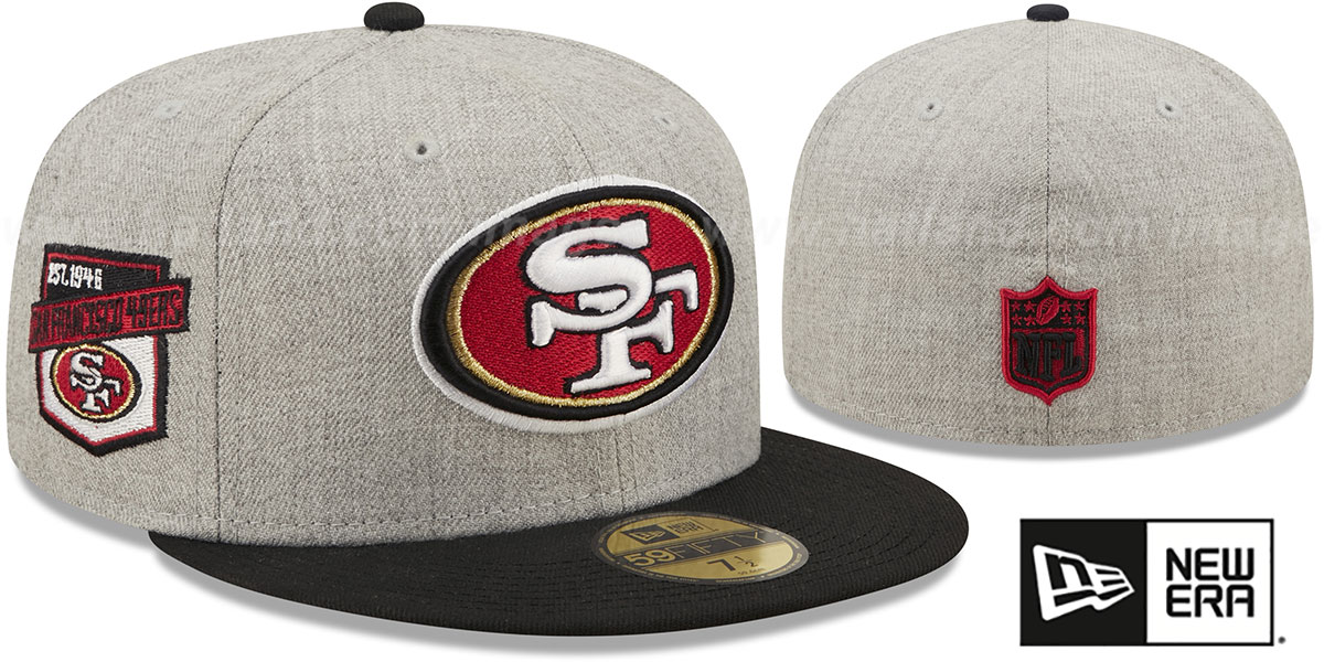 San Francisco 49ers EST HEATHER SIDE-PATCH Grey-Black Fitted Hat