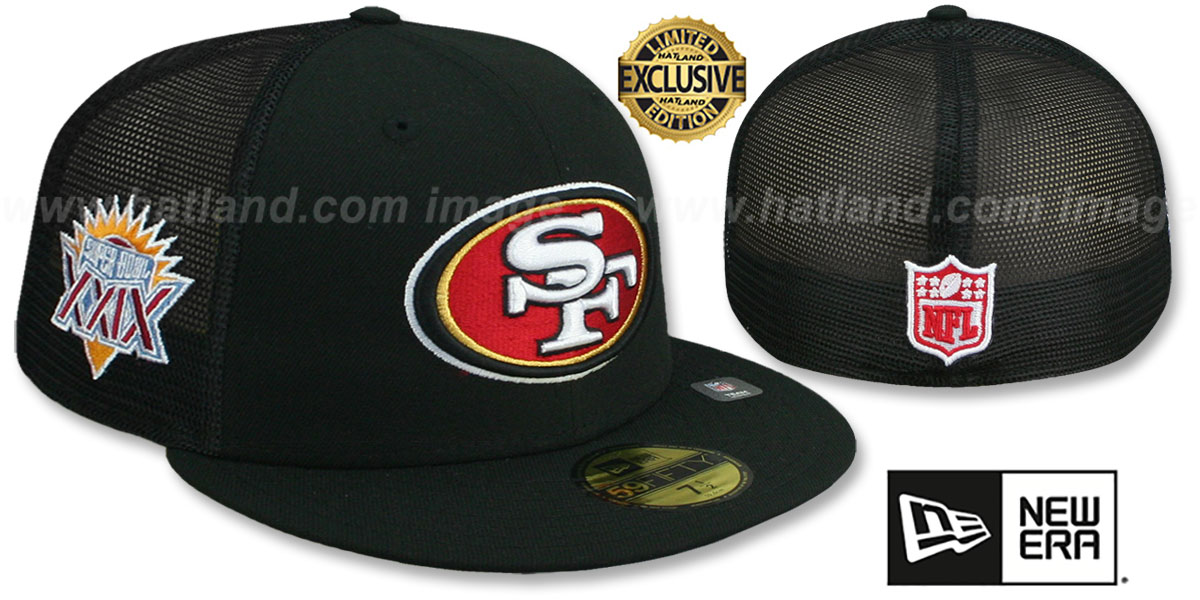 San Francisco 49ers SB XXIX MESH-BACK SIDE-PATCH Black-Black Fitt