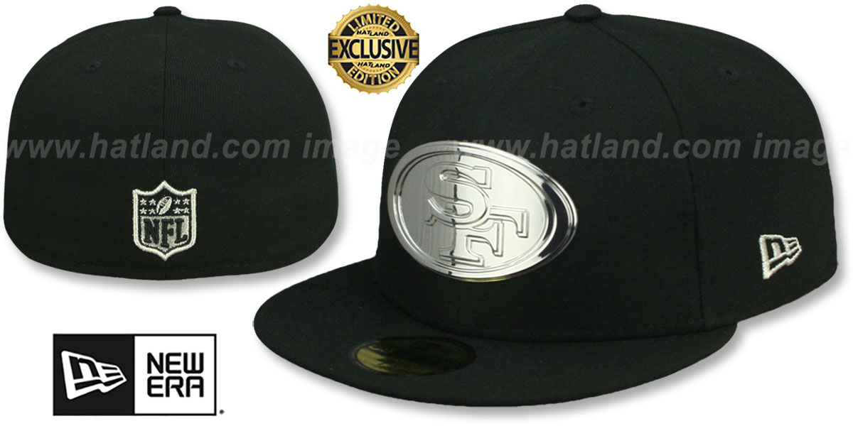 San Francisco 49ers SILVER METAL-BADGE Black Fitted Hat