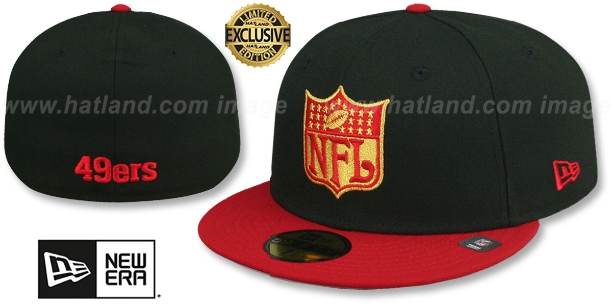 San Francisco 49ers THROWBACK NFL SHIELD-BASIC Black-Red Fitted H