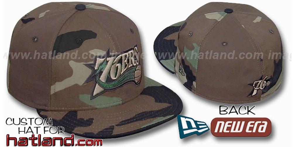 76ers CAMO PINWHEEL Brown-Woodland Fitted Hat