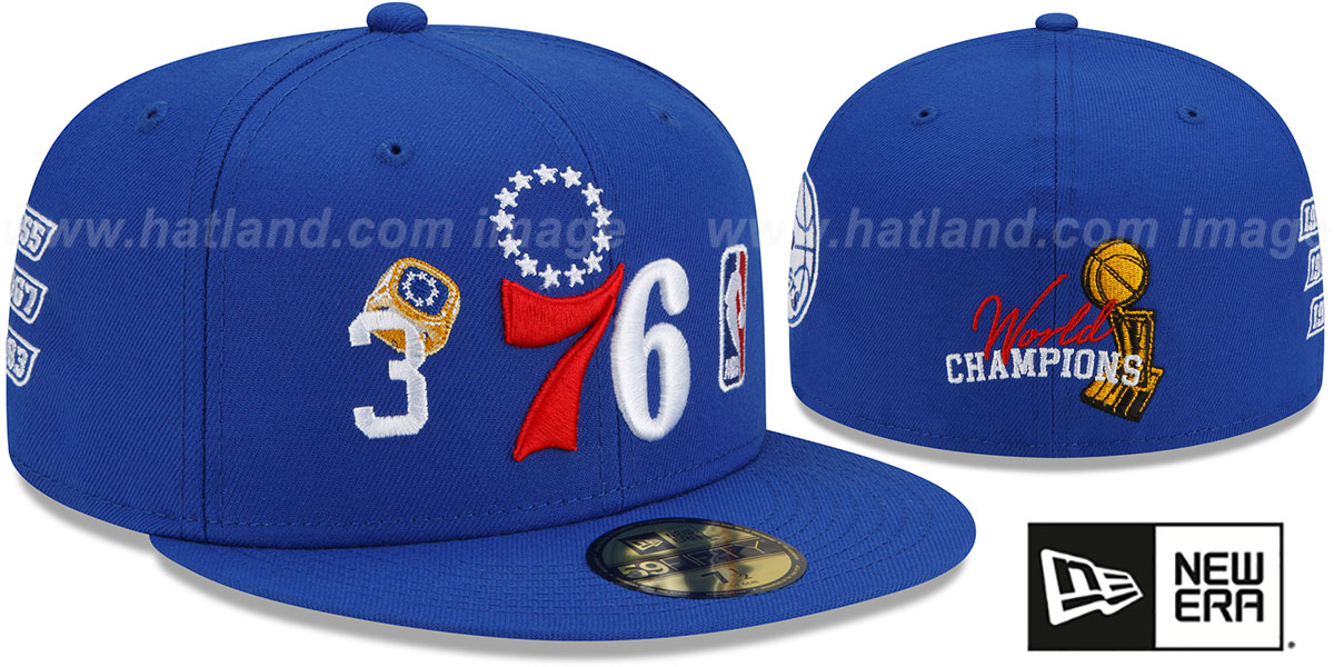 Philadelphia 76ers RINGS-N-CHAMPIONS Royal Fitted Hat