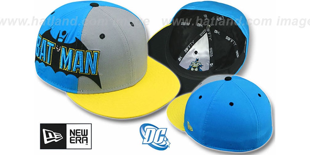 DC Batman TITLE TAG Grey-Blue-Yellow Fitted Hat by New Era
