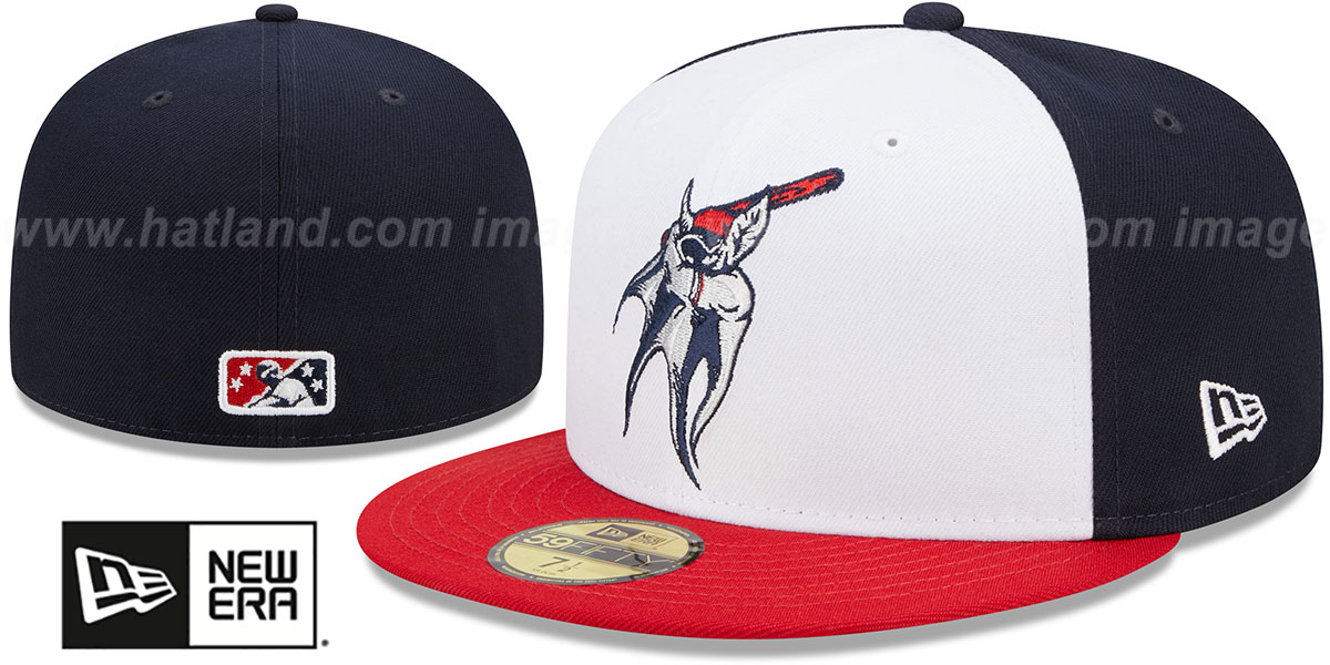 Louisville Bats MILB MARVEL DEFENDERS White-Navy-Red Fitted Hat