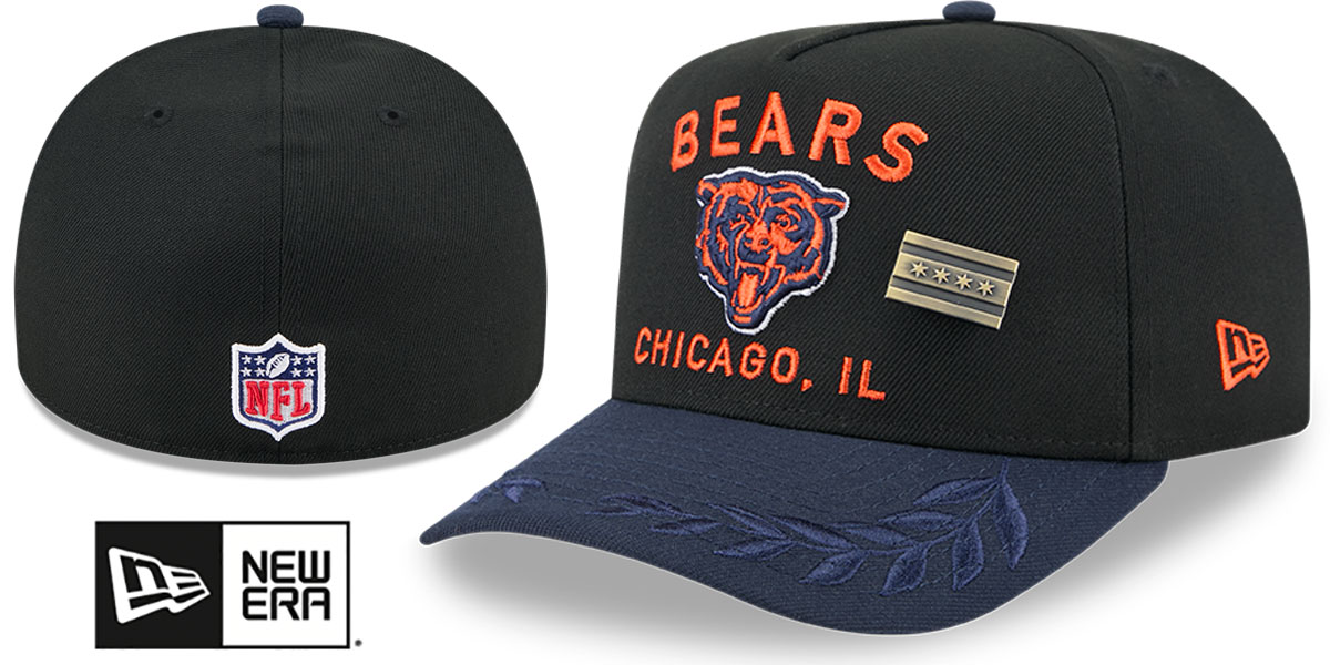 Chicago Bears 2025 NFL DRAFT ONSTAGE A-FRAME Black-Navy Fitted Ha