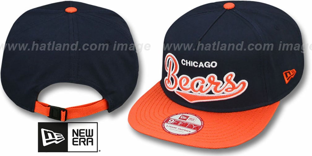 Chicago Bears BALLISTIC SCRIPT A-FRAME STRAPBACK Navy-Orange Hat