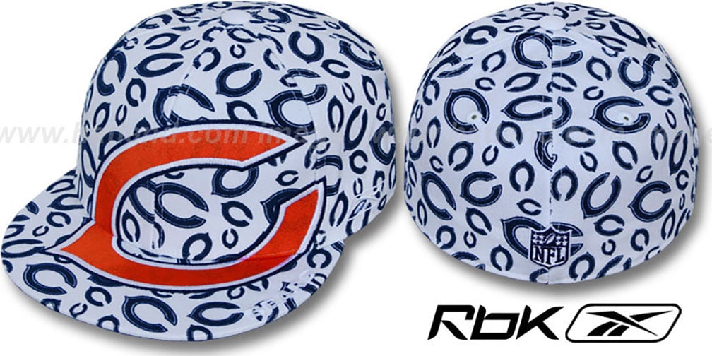 Chicago Bears SUPERSIZE FLOCKING White Fitted Hat by Reebok