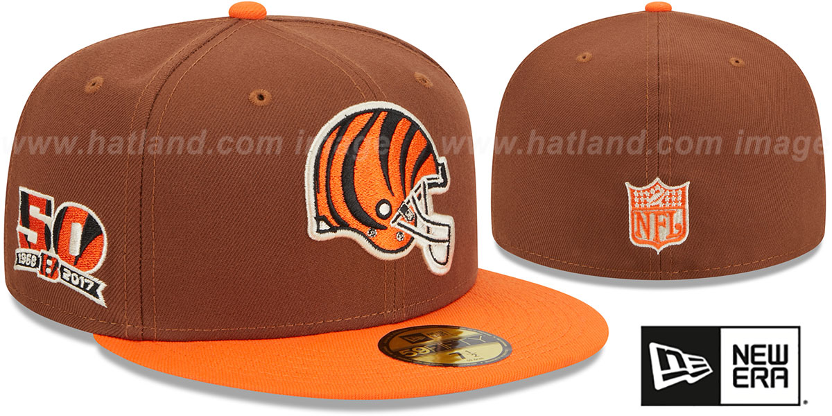 Cincinnati Bengals HARVEST SIDE-PATCH Brown-Orange Fitted Hat