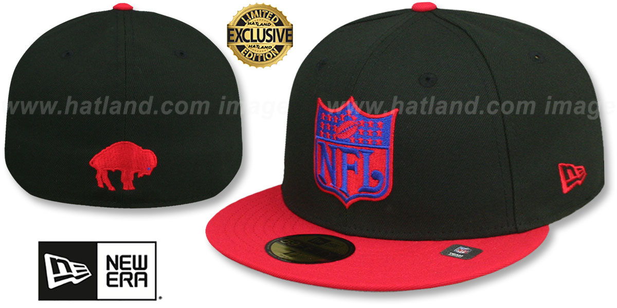 Buffalo Bills THROWBACK NFL SHIELD-BASIC Black-Red Fitted Hat
