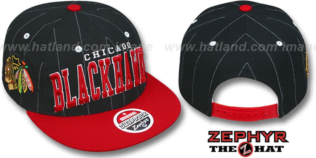 Chicago Blackhawks 2T PINSTRIPE SUPER-ARCH SNAPBACK Black-Red Hat