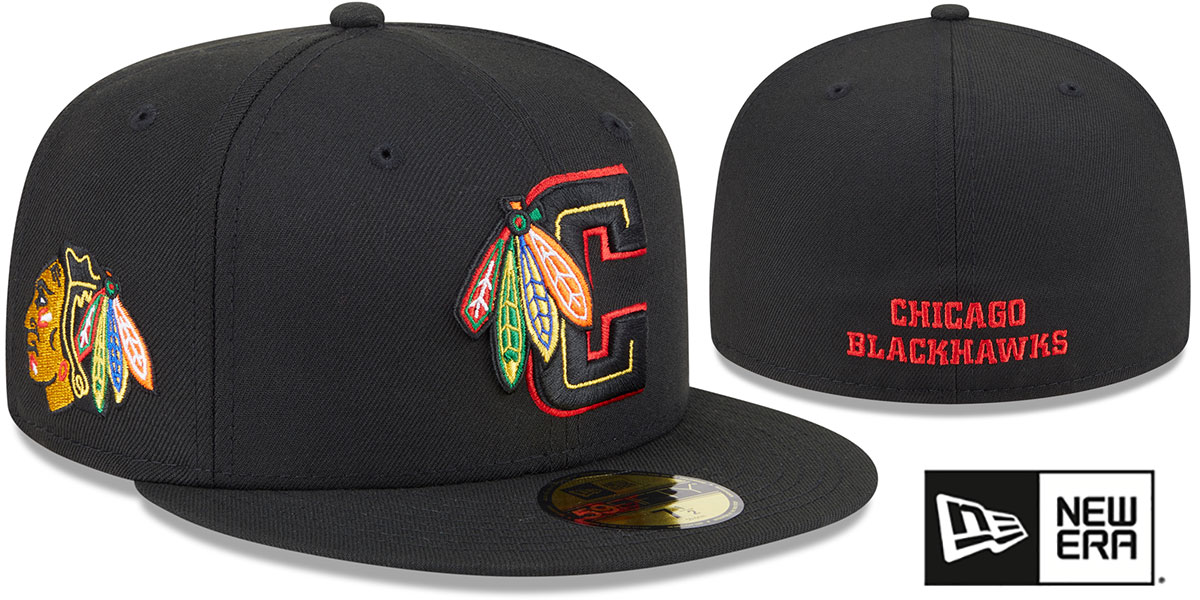 Chicago Blackhawks DECEPTOR Black Fitted Hat by New Era