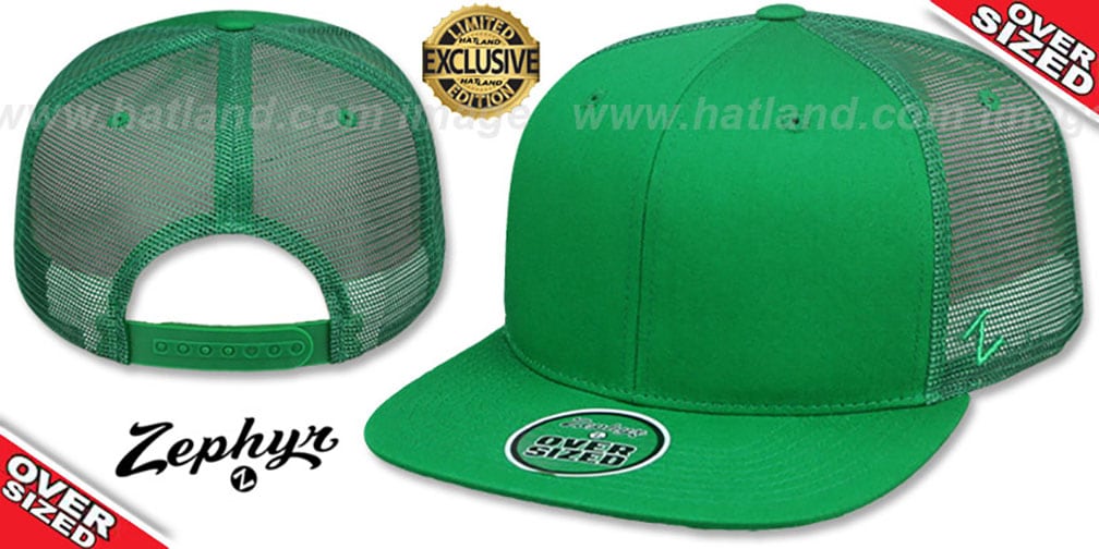 Blank OVER-SIZED MESH-BACK SNAPBACK Kelly-Kelly Hat by Zephyr