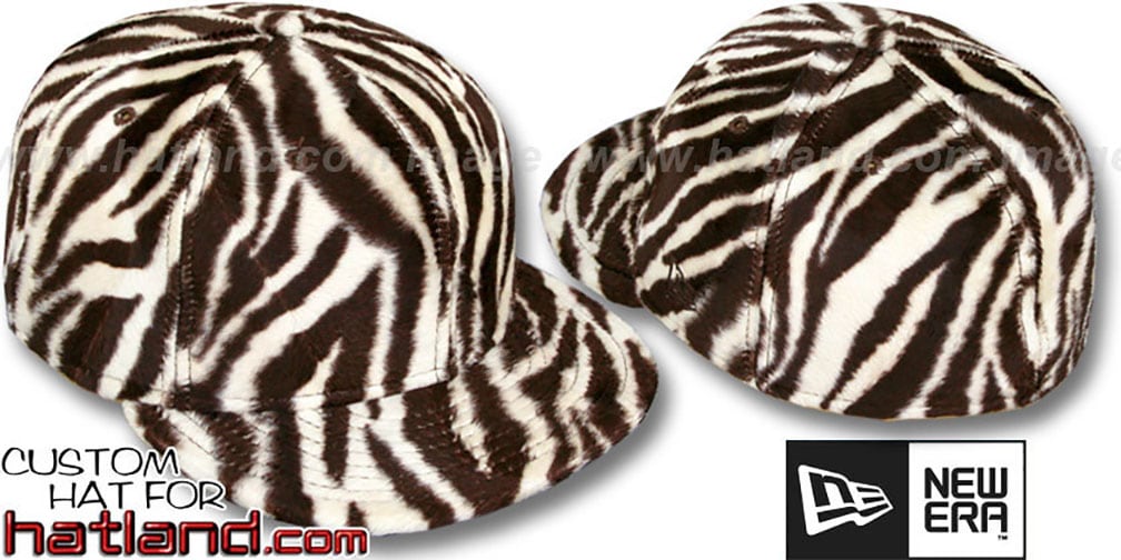 Blank ZEBRA PIMPIN-FUR Bone-Brown Fitted Hat by New Era