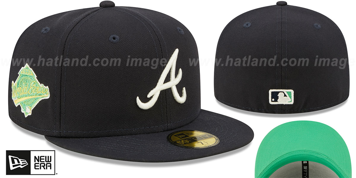 Atlanta Braves 1995 WS CITRUS POP Navy-Green Fitted Hat