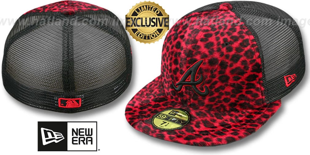 Atlanta Braves CHEETAH ANIMAL-FUR MESH-BACK Fitted Hat