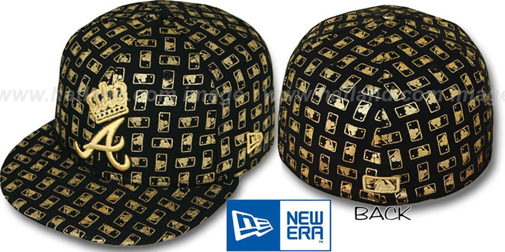 Braves KING A-CROWN FOIL FLOCKING Black-Gold Fitted Hat