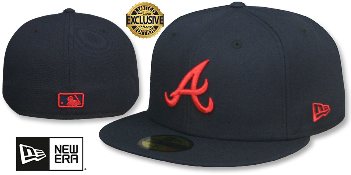 Atlanta Braves RED-METALLIC Navy Fitted Hat by New Era