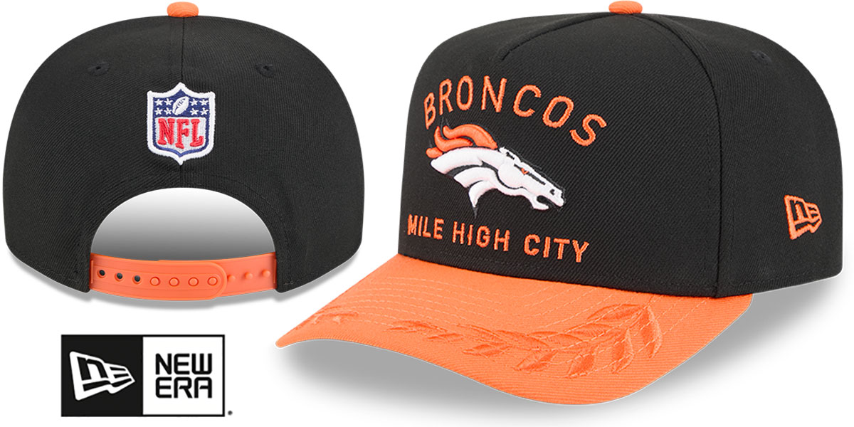 Denver Broncos 2025 NFL DRAFT ONSTAGE A-FRAME SNAPBACK Black-Oran