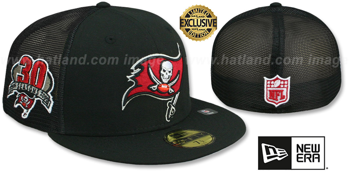 Tampa Bay Buccaneers 30TH MESH-BACK SIDE-PATCH Black-Black Fitted