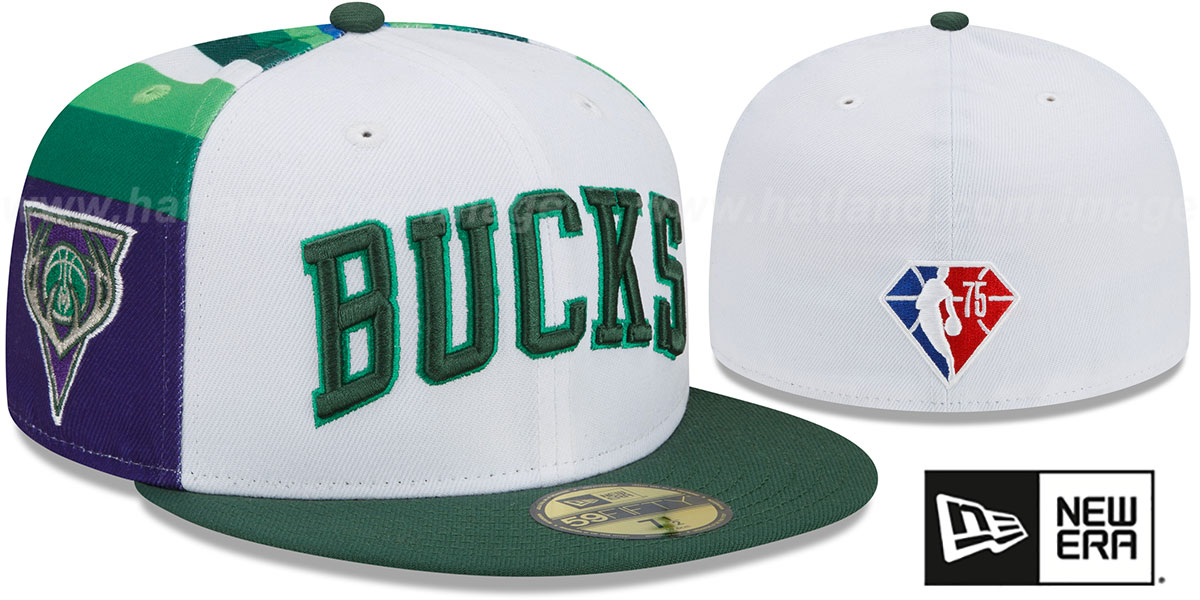 Milwaukee Bucks DIAMOND 75 CITY-SERIES White-Green Fitted Hat