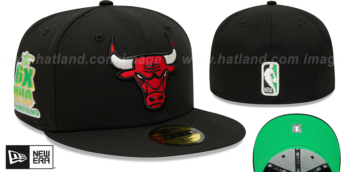 Chicago Bulls 6X NBA CHAMPS CITRUS POP Black-Green Fitted Hat
