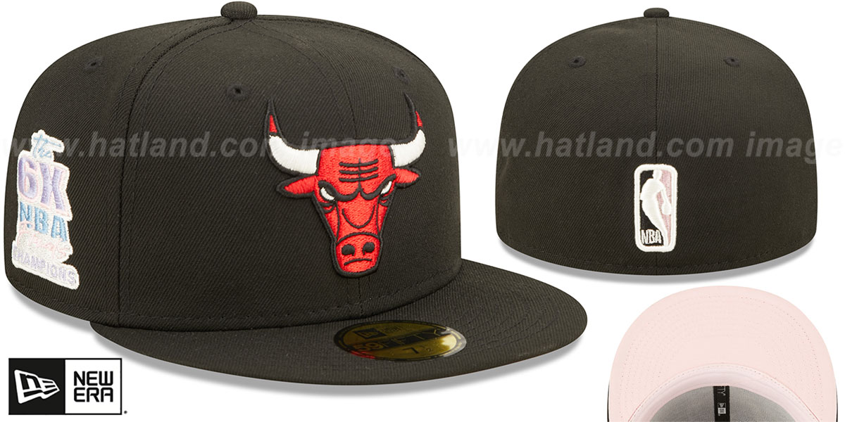 Chicago Bulls 6X NBA CHAMPS POP-SWEAT Black-Pink Fitted Hat