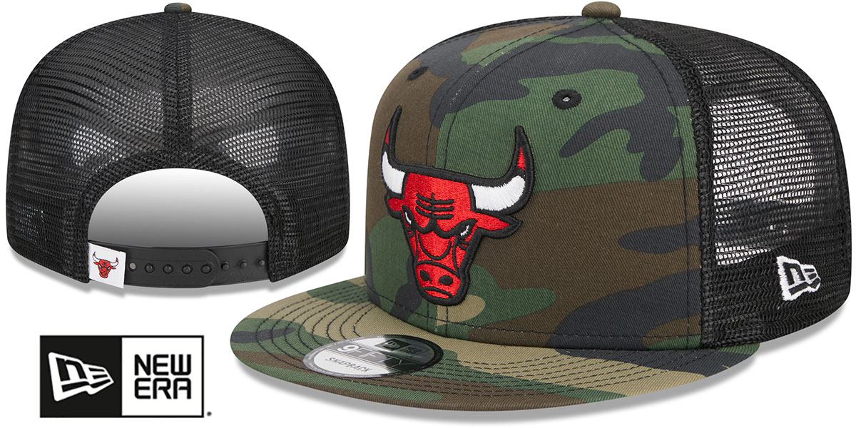 Chicago Bulls ARMY CAMO TRUCKER Woodland-Black Hat