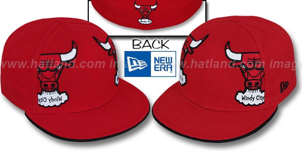 Bulls MIRROR PANELCUT Red Fitted Hat by New Era