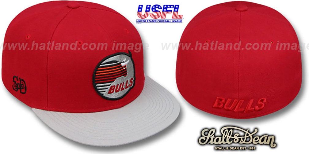 Memphis Bulls USFL Fitted Red-Grey Hat by Stall and Dean