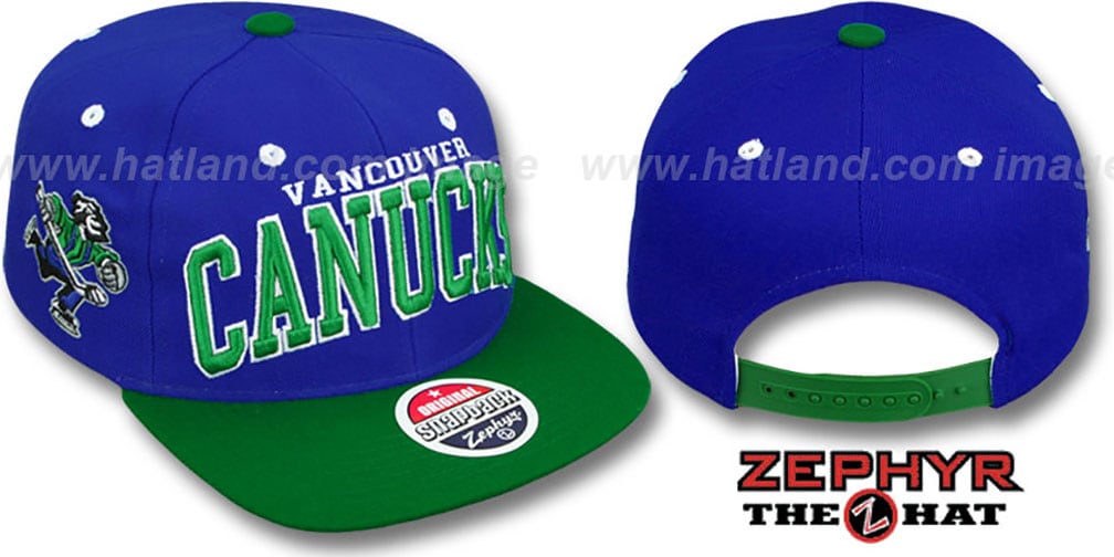 Canucks 2T SUPER-ARCH SNAPBACK Royal-Green Hat by Zephyr