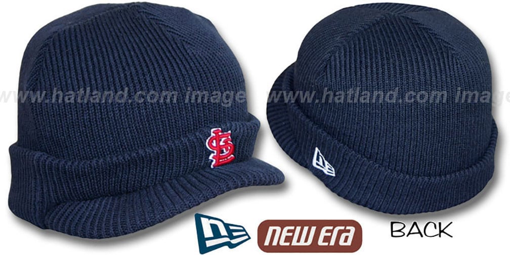 Cardinals MINI-BRIM TOQUE Knit Hat by New Era - navy