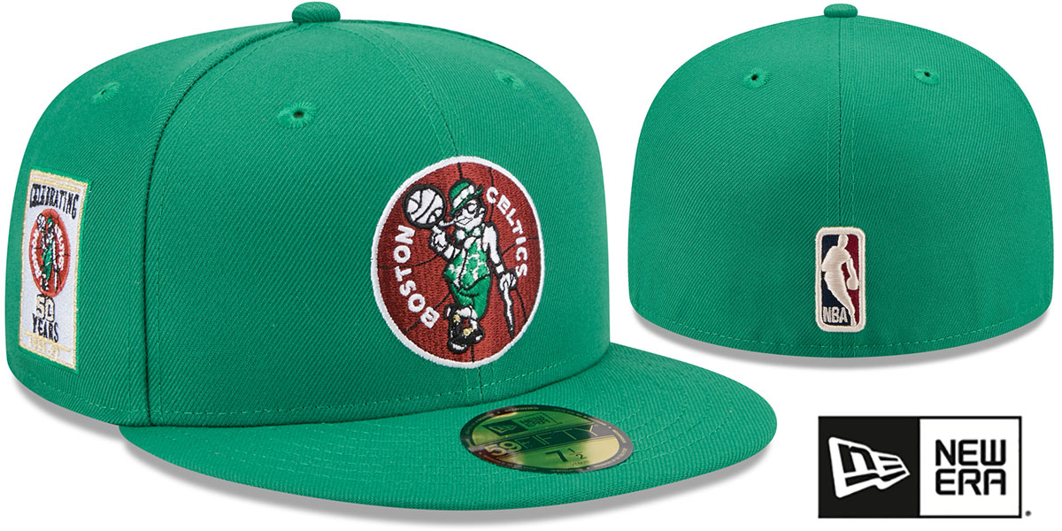 Boston Celtics 50TH ANNIVERSARY SIDE-PATCH Green Fitted Hat