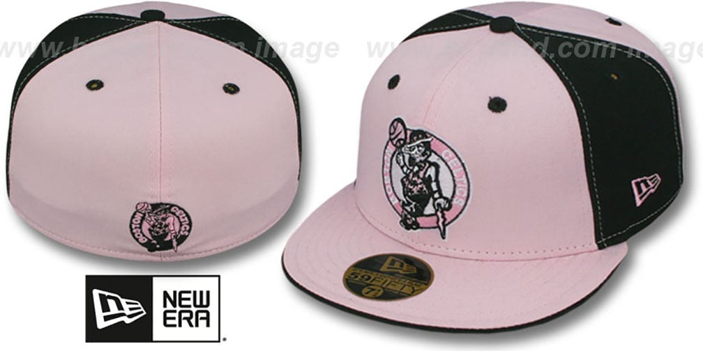 Boston Celtics PINWHEEL Light Pink-Black Fitted Hat