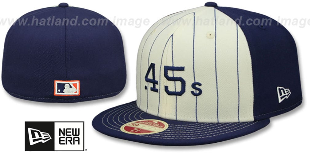Houston Colt .45s VINTAGE-STRIPE White-Navy Fitted Hat