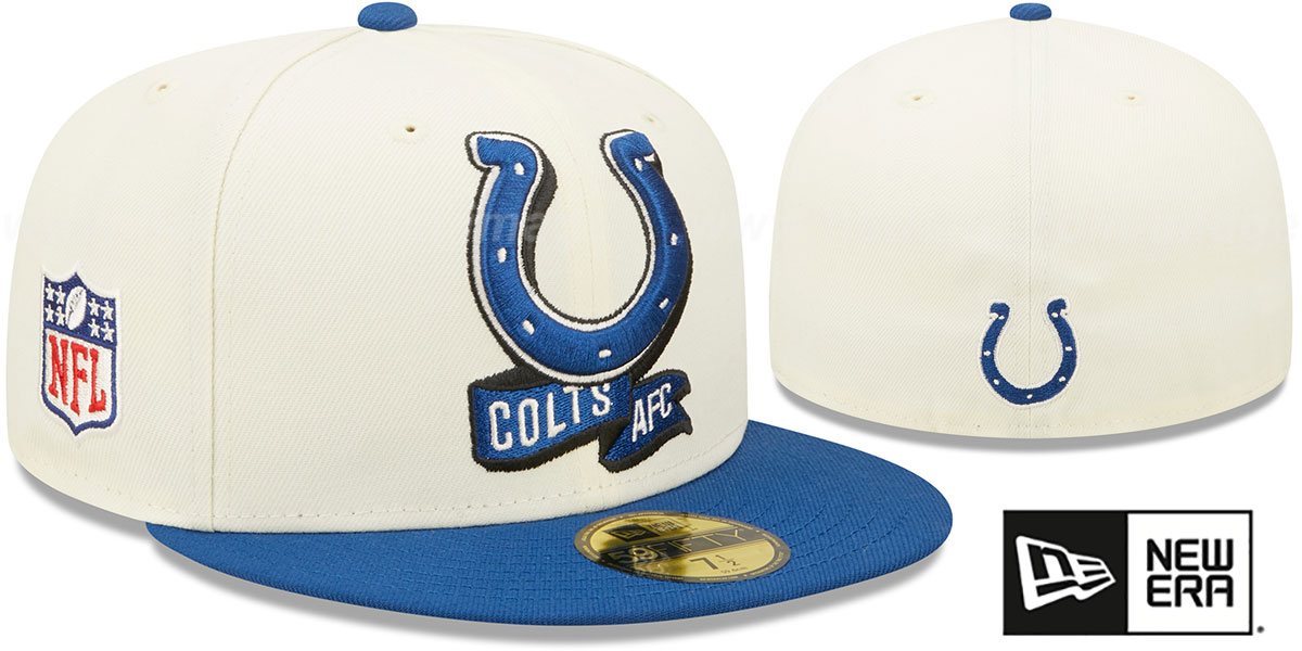 Indianapolis Colts 2022 NFL SIDELINE Cream-Royal Fitted Hat