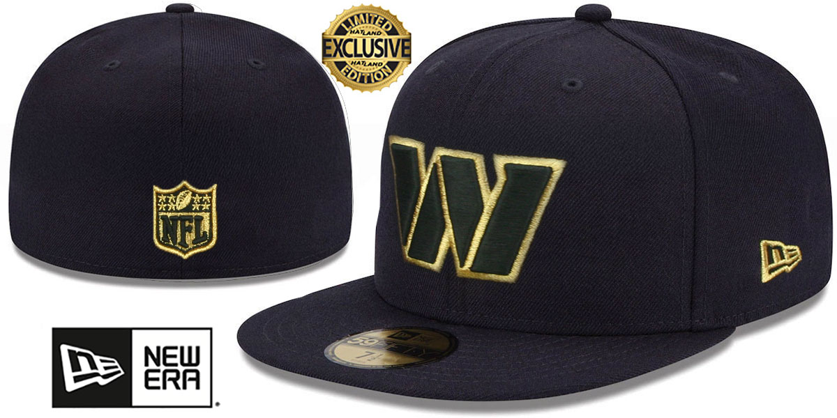 Washington Commanders GOLD-METALLIC Black Fitted Hat