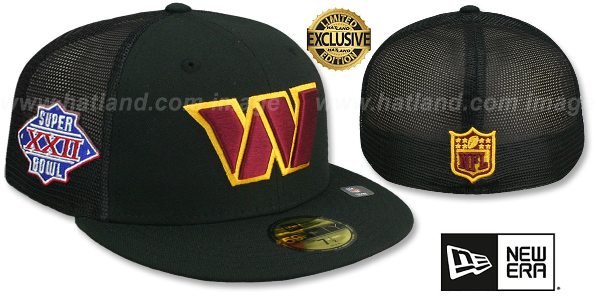 Washington Commanders SB XXII MESH-BACK SIDE-PATCH Black-Black Fi