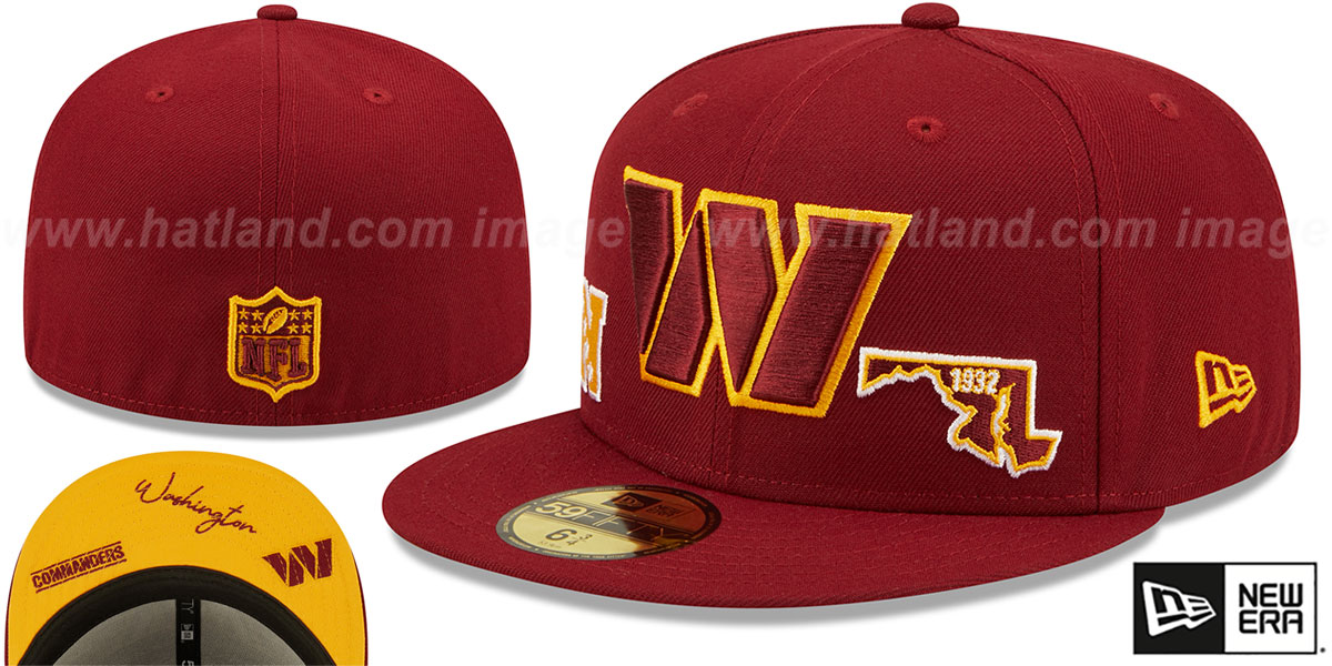Washington Commanders TRIPLE THREAT IDENTITY Burgundy Fitted Hat
