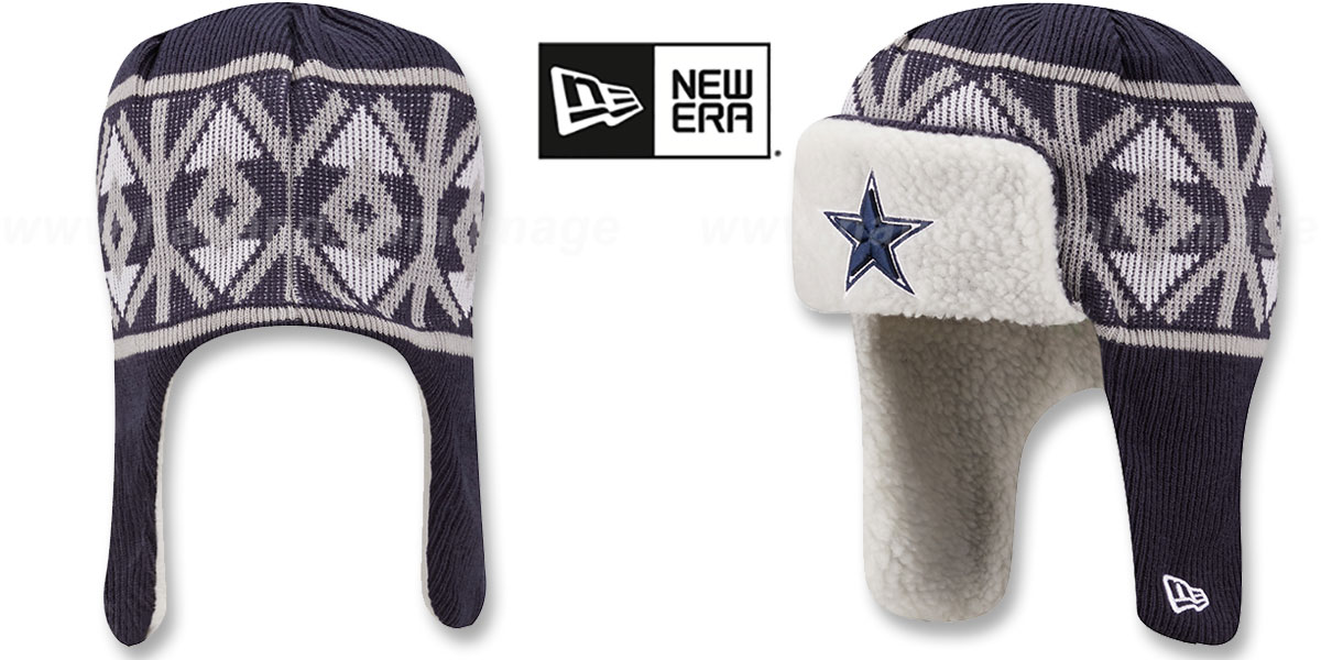 Dallas Cowboys FESTIVE TEAM TRAPPER Navy-White Knit Hat