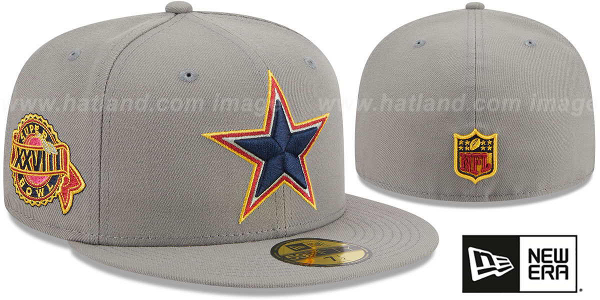 Dallas Cowboys SB XXVIII SIDE-PATCH Grey Fitted Hat