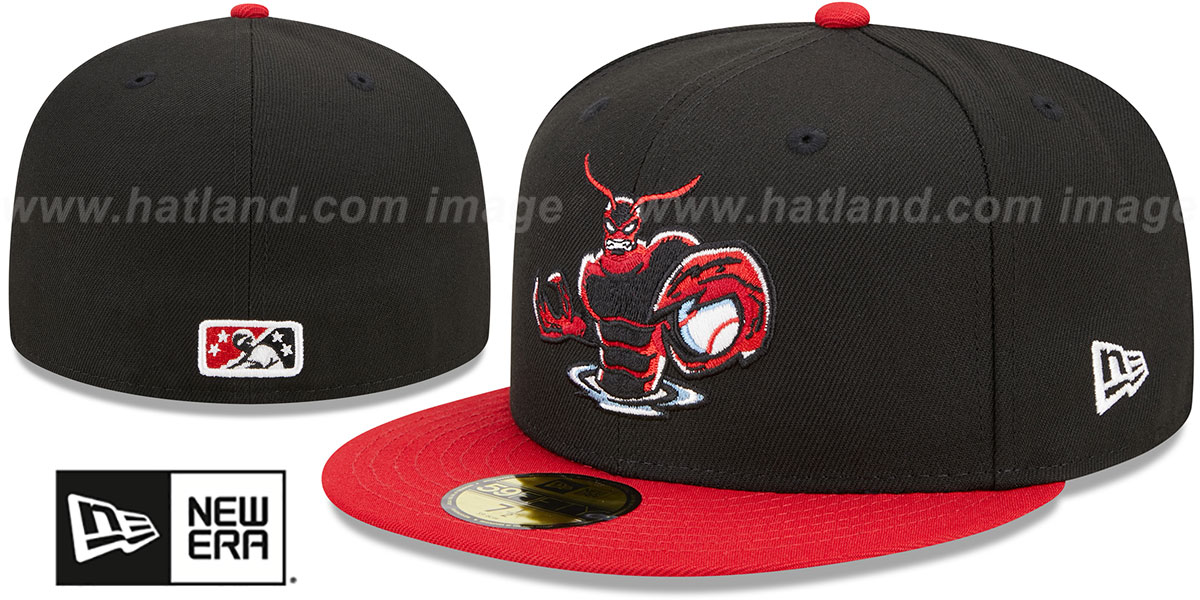 Hickory Crawdads MILB MARVEL DEFENDERS Black-Red Fitted Hat
