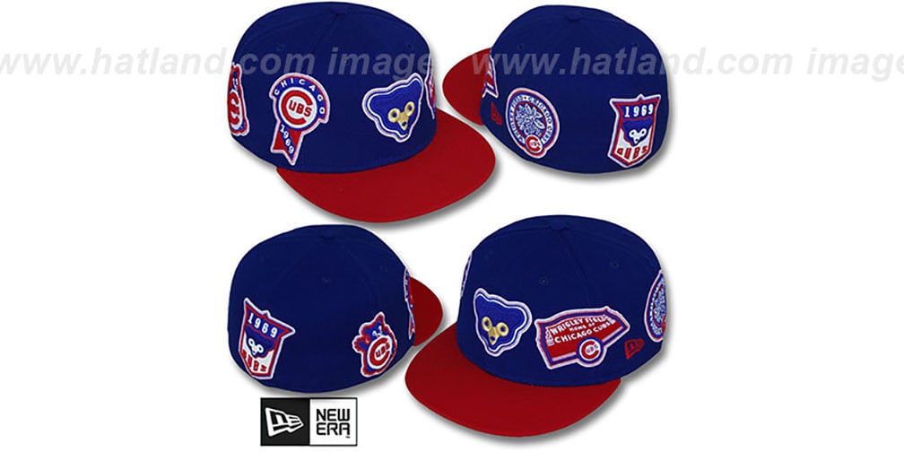 Cubs DEEZ PATCHES Royal-Red Fitted Hat by New Era