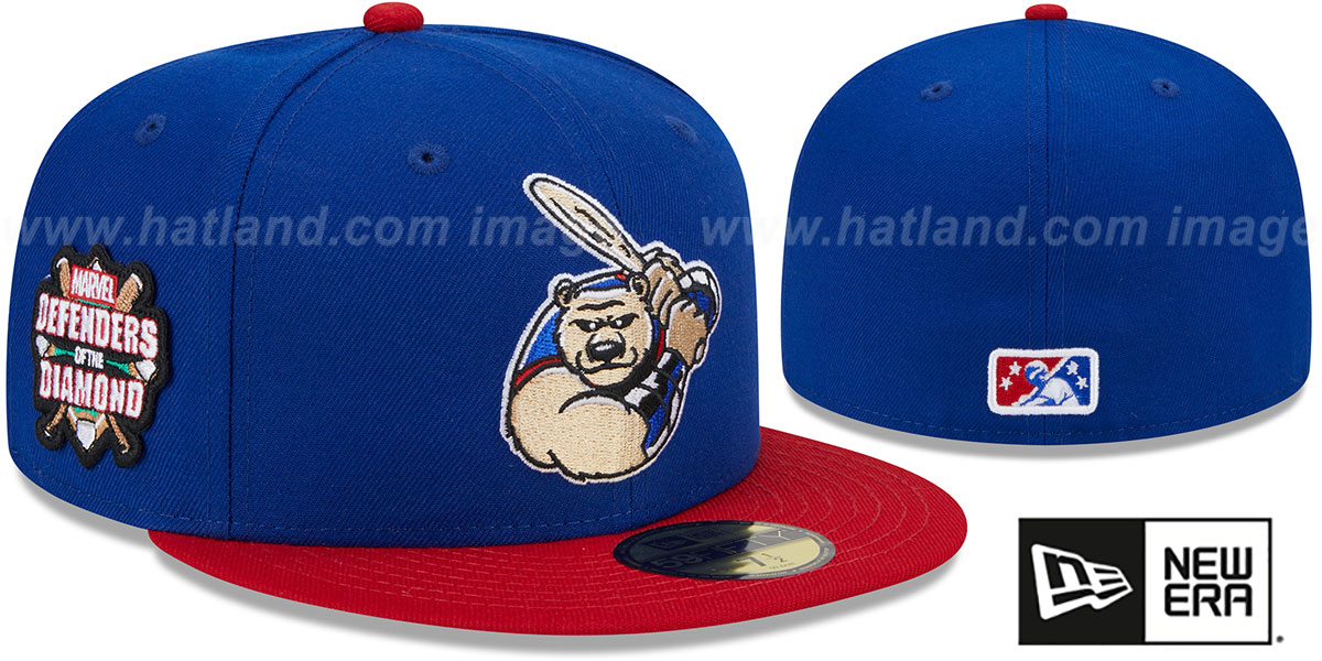 Iowa Cubs MILB MARVEL DEFENDERS SIDE-PATCH Royal-Red Fitted Hat