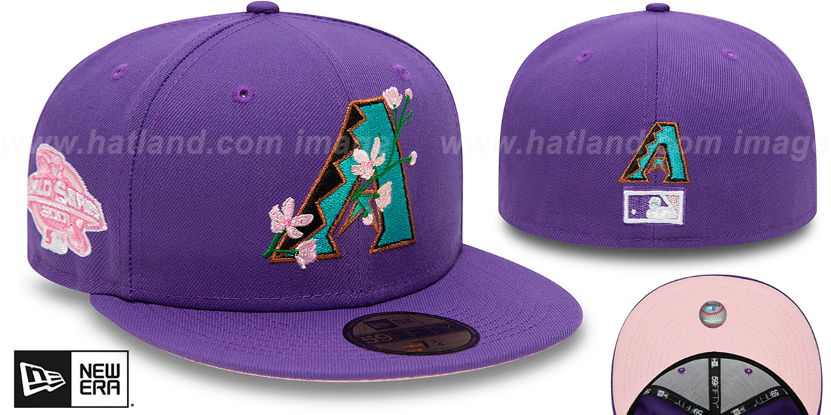 Arizona Diamondbacks LOGO BLOOM SIDE-PATCH Purple-Pink Fitted Hat