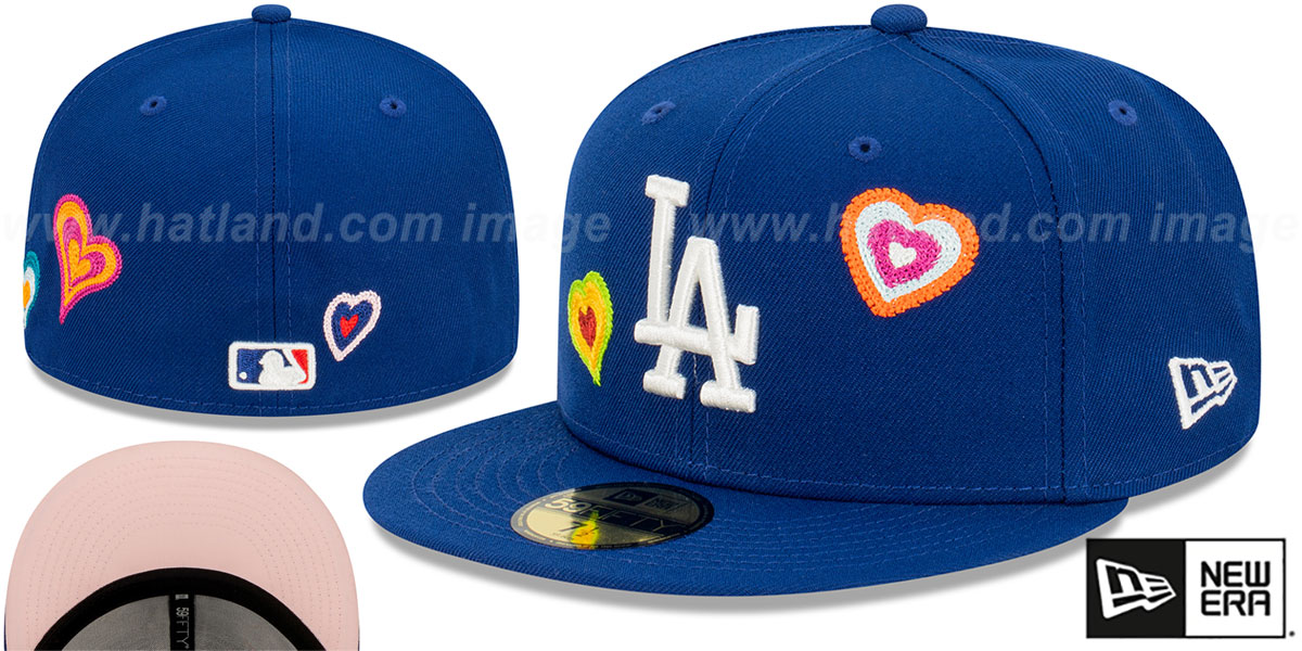 Los Angeles Dodgers CHAIN STITCH HEARTS Royal Fitted Hat