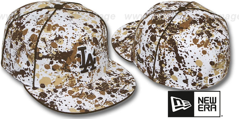 Los Angeles Dodgers SPLATTER White-Brown Fitted Hat