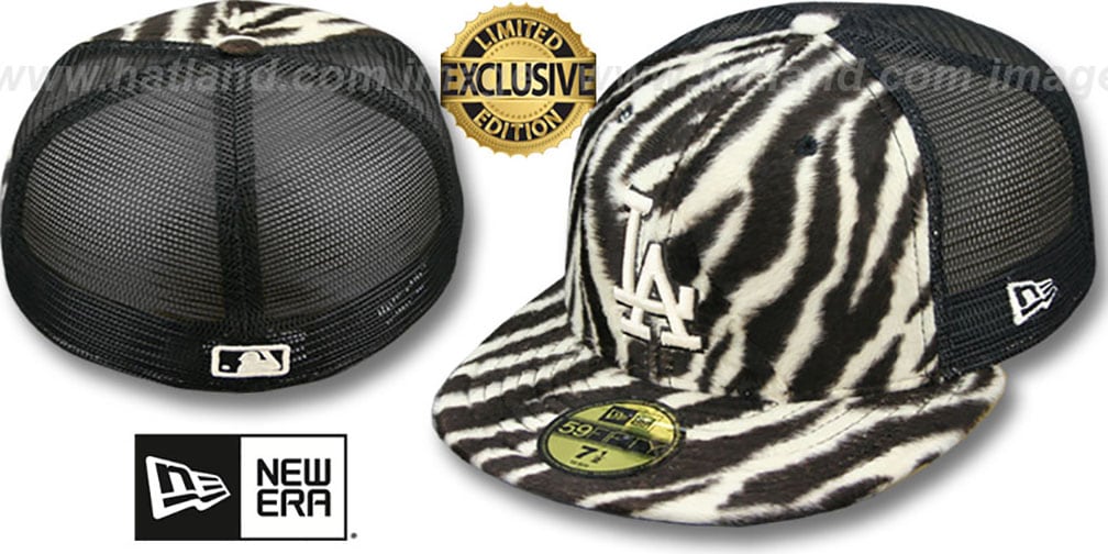 Los Angeles Dodgers ZEBRA ANIMAL-FUR MESH-BACK Fitted Hat